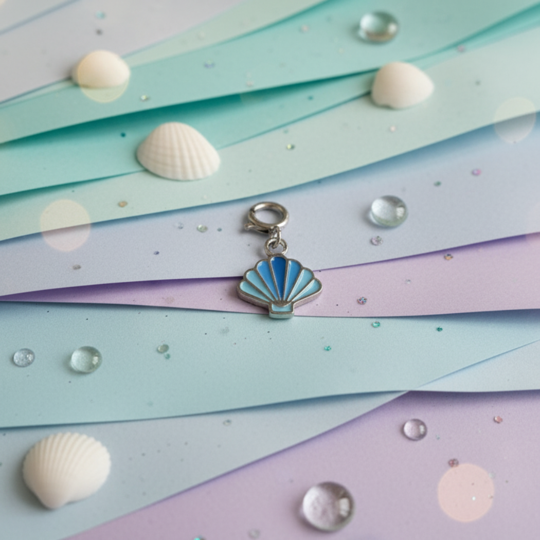 Blue Seashell Pure Silver Charm - shimmertots.com